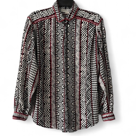 Howard Wolf | Tops | Vintage Black And White Geometric Button Down ...